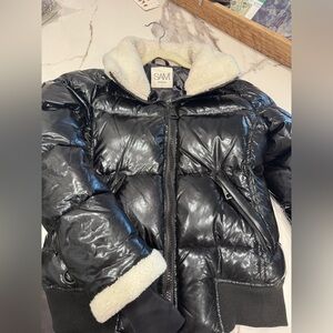 SAM. | Jackets & Coats | Sam Nikki Bomber L Shiny Caviar Nwot | Poshmark
